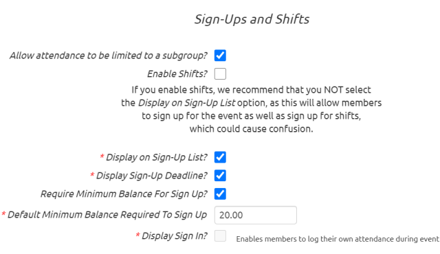 OurGroupOnline User Guide: Event Types