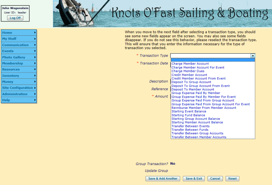 TroopWebHostCS User Guide: Individual Transactions